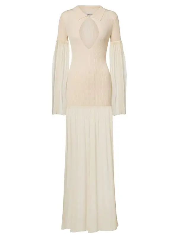 AYA MUSE Calla Cutout Ribbed Maxi Dress - Beige