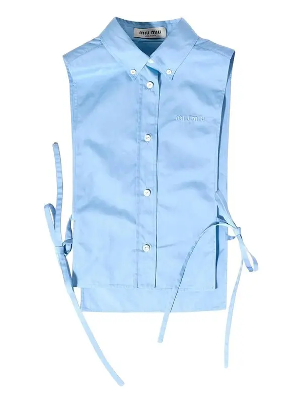 Miu Miu Poplin Sleeveless Shirt - Light  Blue
