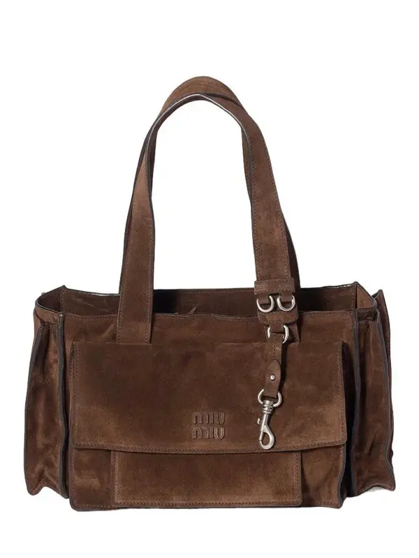 Miu Miu Utilitaire Suede Shopping Bag - Brown