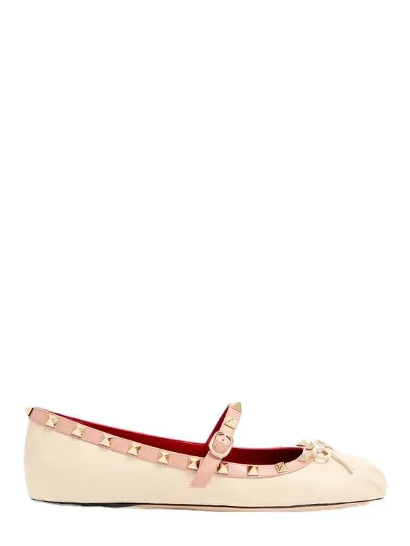 Valentino Garavani Rockstud Nappa Ballerinas - Butter