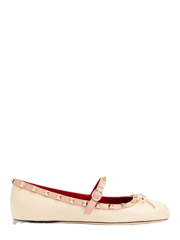 Valentino Garavani Rockstud Nappa Ballerinas - Butter