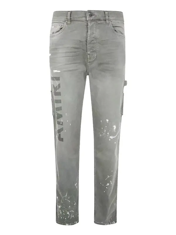 Amiri Stencil Paint-splatter Jeans - Grey