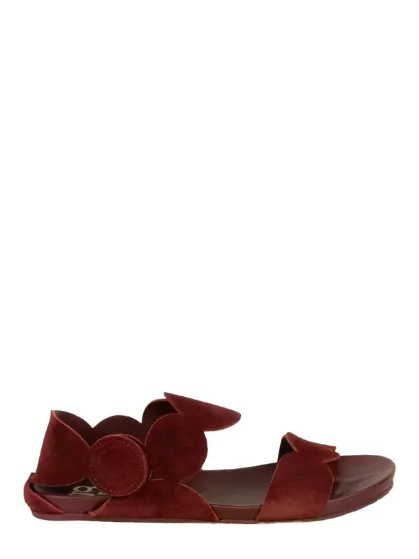 PEDRO GARCIA Jeanne Scalloped-edge Touch-strap Sandals - Red
