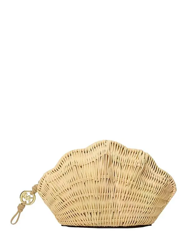 Michael Kors Shell-shaped Woven Rattan Clutch - Neutrals