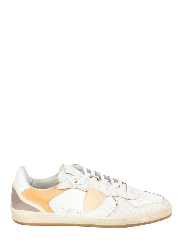 Philippe Model Panelled Crackle-effect Sneakers - Neutrals