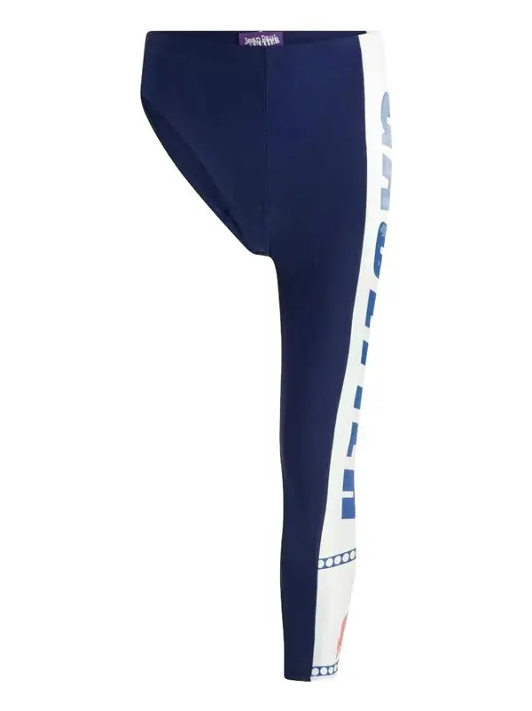JEAN PAUL GAULTIER Asymmetric Printed Cyclist Trousers - Blue