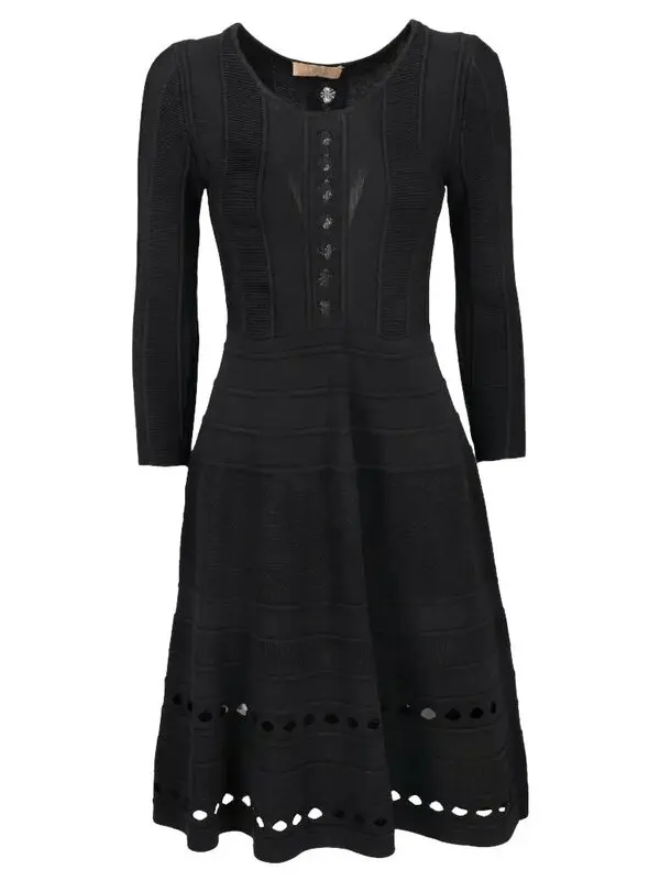 Alaïa Ribbed-knit Lace-up Midi Dress - Black