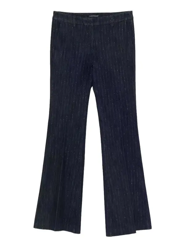 LUISA CERANO Pinstripe Flared Jeans - Blue