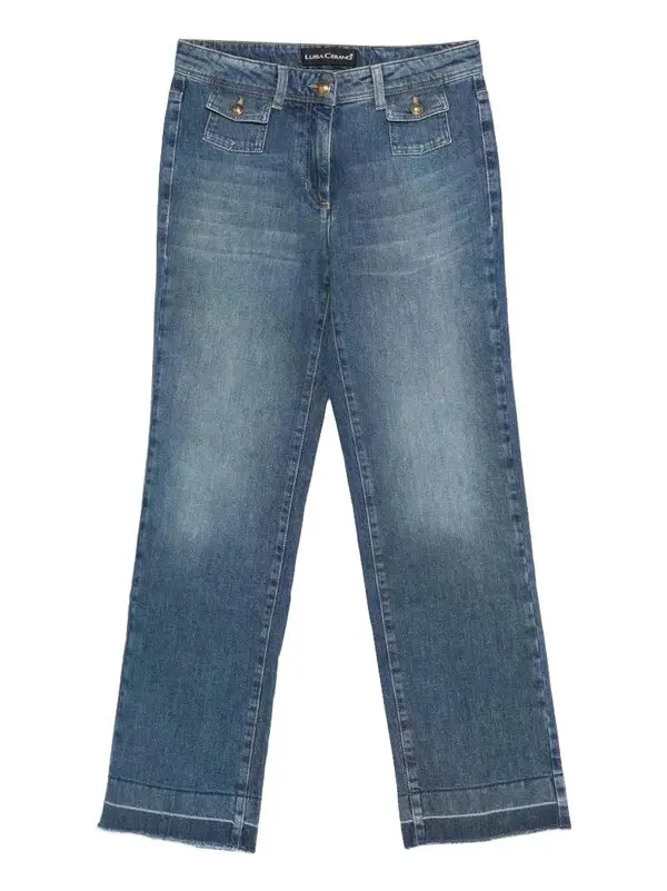 LUISA CERANO Patch-pocket Flared Jeans - Blue