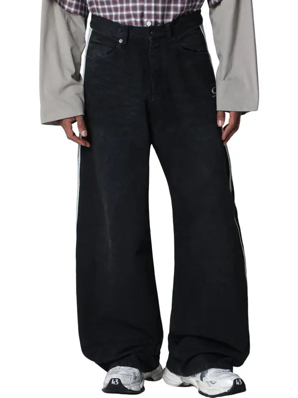 Balenciaga Japanese Cotton Twill Trousers With Loop Sports Icon Embroidery - Brown