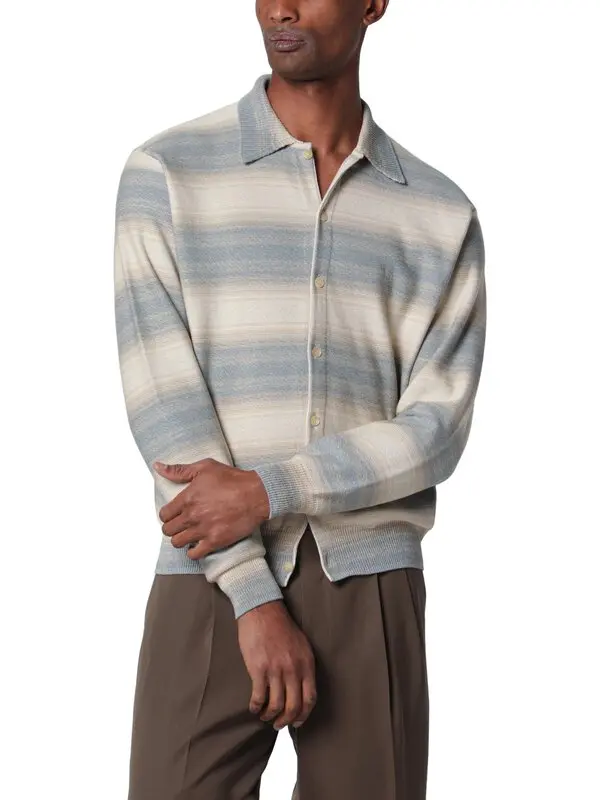Auralee Gradient Striped Cotton And Silk Cardigan - Beige