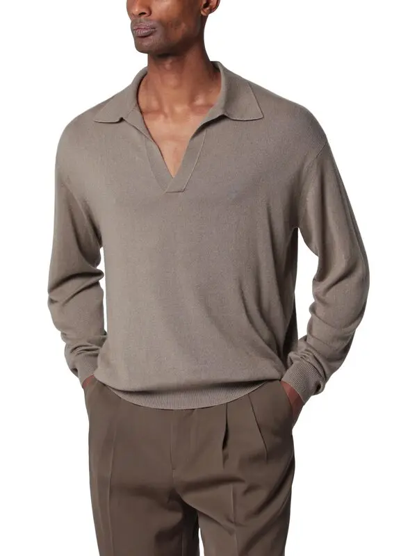 Auralee Khaki Brown Cashmere And Silk Skipper Polo - Beige