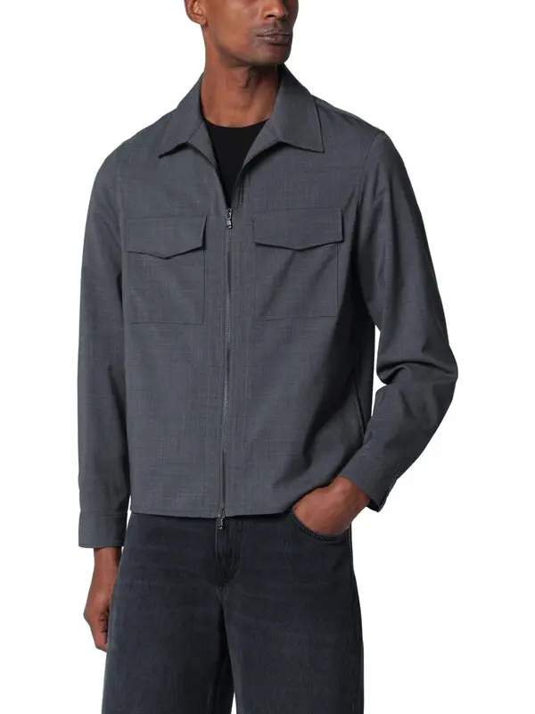 SANTANIELLO Wool-blend Overshirt - Grey