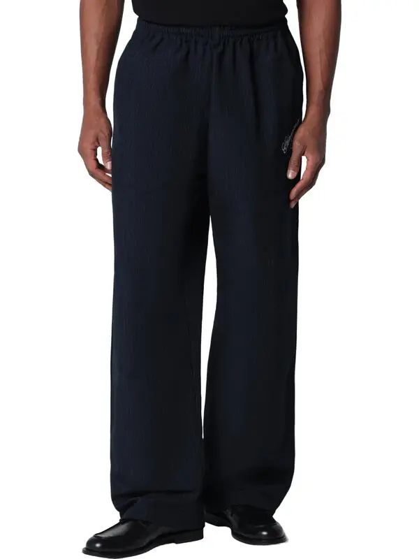 WILLY CHAVARRIA Pinstripe Jogging Trousers With Logo Embroidery - Blue