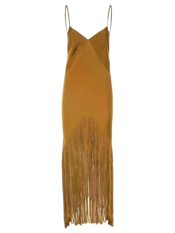 Pinko Fringed Asymmetric Dress - Brown