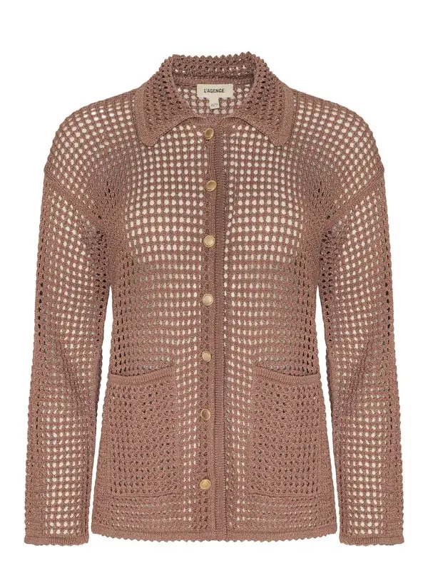 L'Agence Mariana Pointelle Knit Shirt - Hazelnut