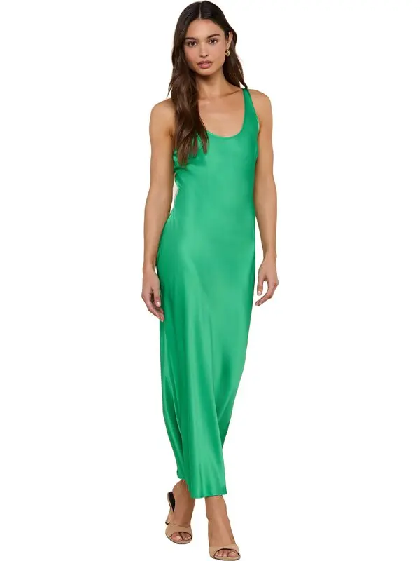 L'Agence Akiya Satin Maxi Dress - Island Green