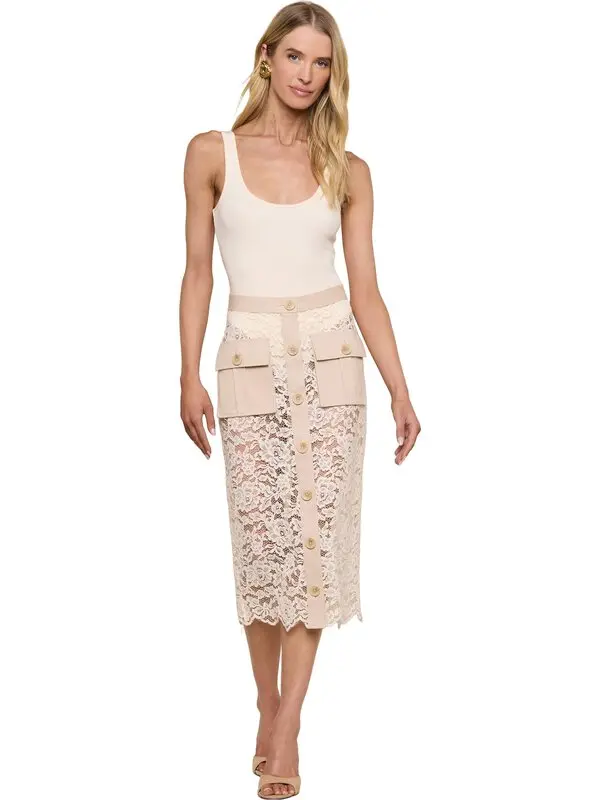 L'Agence Shae Lace Skirt - Biscuit/ecru