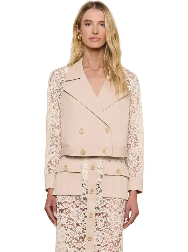 L'Agence Novelle Lace Trench - Biscuit/ecru