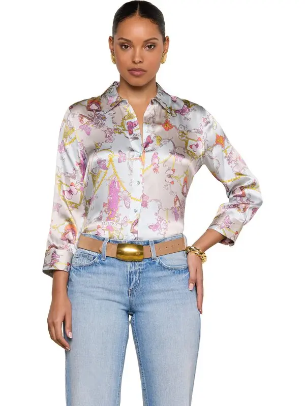 L'Agence Dani Silk Blouse - Multi Baroque Toile