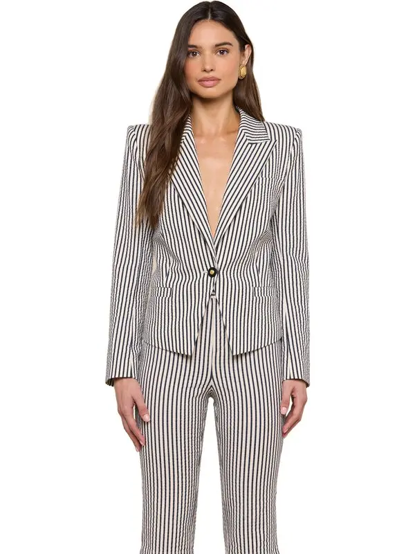 L'Agence Misa Seersucker Striped Blazer - Ivory/midnight Stripe