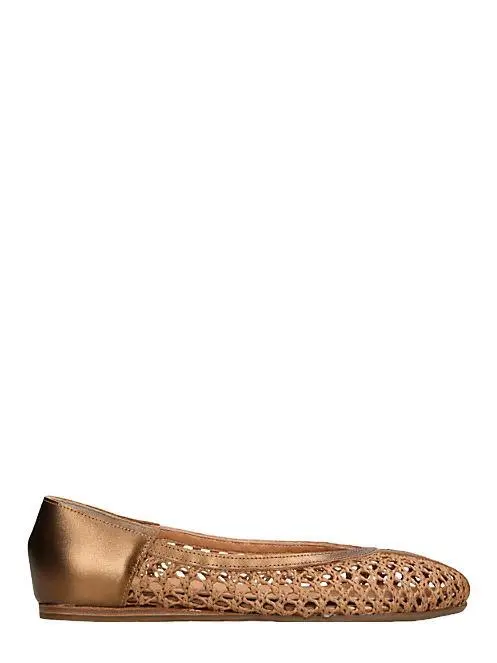 ANCIENT GREEK SANDALS Aeropi Leather And Raffia Ballet Flats - Bronze