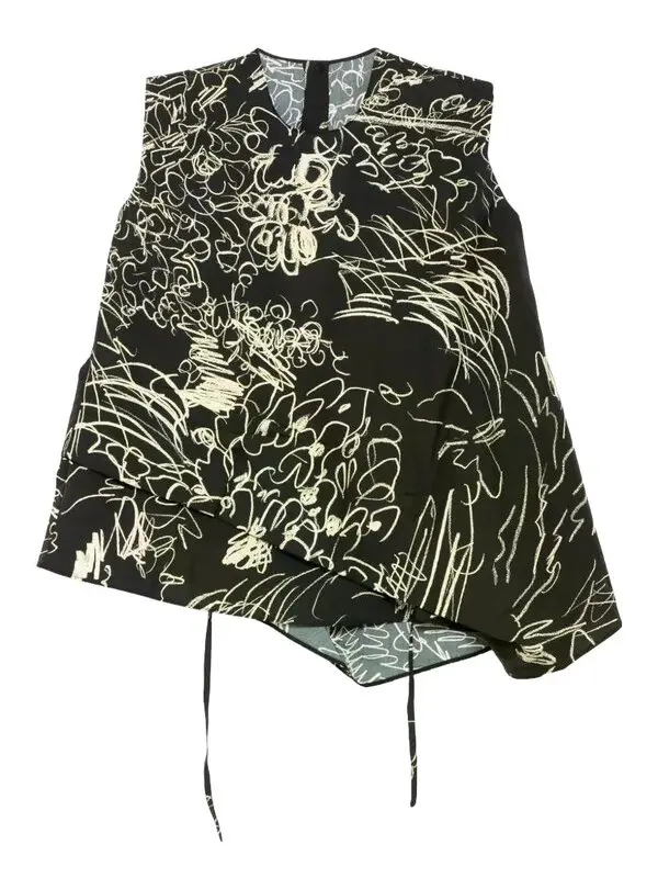 JNBY Floral Asymmetric Top - Black