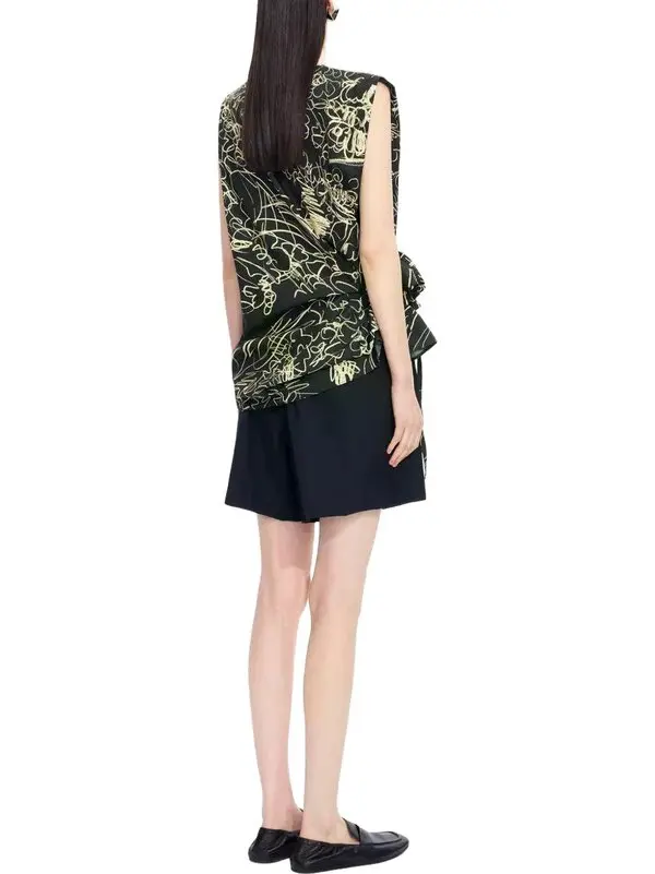 JNBY Floral Asymmetric Top - Black