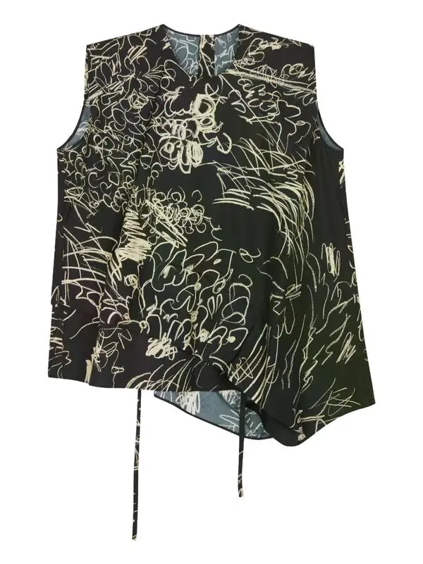 JNBY Floral Asymmetric Top - Black