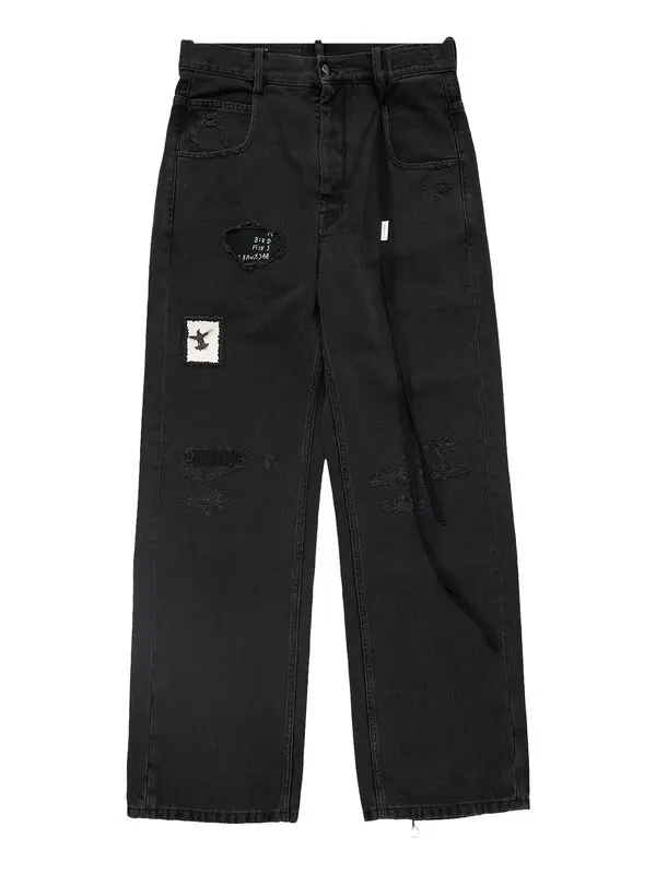 ANN DEMEULEMEESTER Ronald Printed Patch Trousers - Grey