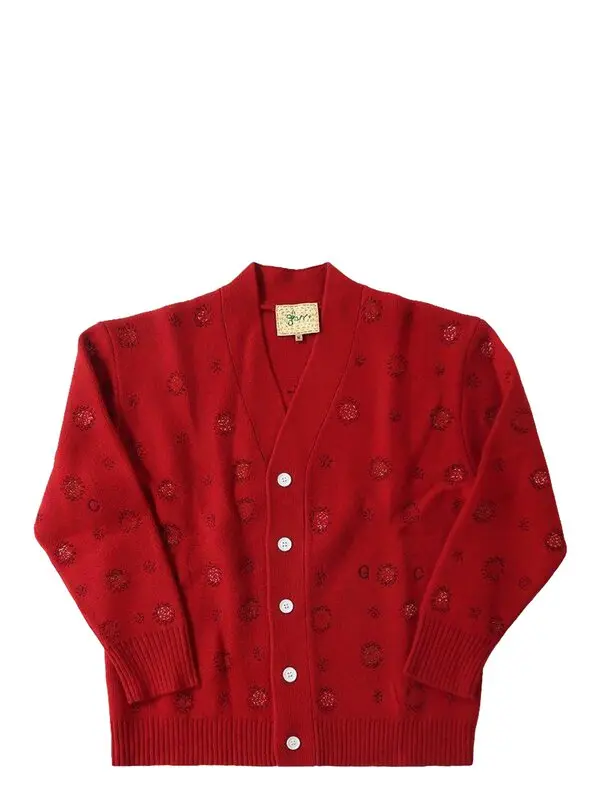 GLASS CYPRESS Monogram Cardigan - Red