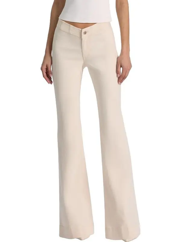 Alice + Olivia Chelsea V-waist Flare Jeans - White
