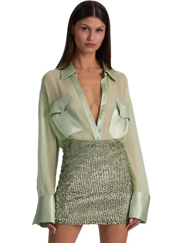 Alice + Olivia Finely Oversized Utility Shirt - Green