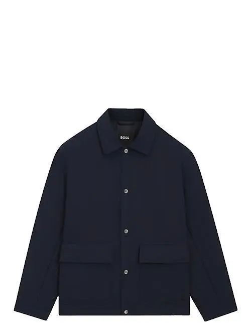 BOSS Relaxed-fit Collared Woven Jacket - Dark Blue