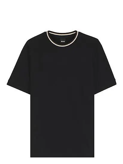 BOSS Striped-collar Regular-fit Cotton-piqué T-shirt Xxxl - Black