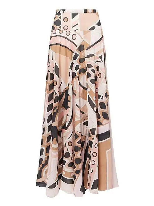 Emilio Pucci Printed Cotton Maxi Skirt - Nude
