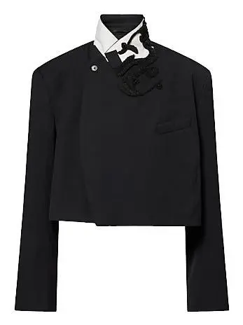 Dries Van Noten Bosea Cropped Embroidered Wool Blazer - Black
