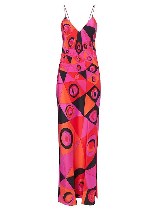 Emilio Pucci Graphic-print Silk Maxi Dress - Fuchsia Black