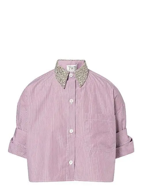 TWP Crystal-collar Cotton Shirt - White Wine
