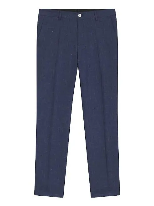 BOSS Slim-fit Linen-blend Trousers - Open Blue