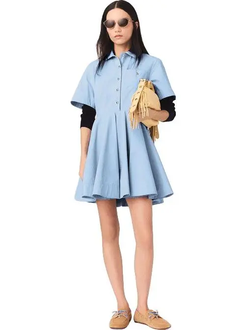 Maje Flared Shirt Dress - Blue