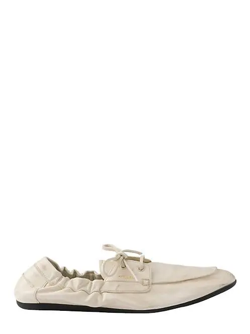 Prada Antiqued Leather Boat Loafers - Neutral