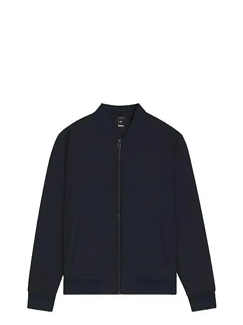 BOSS Padded Panel Zipped Cotton Sweatshirt - Dark Blue