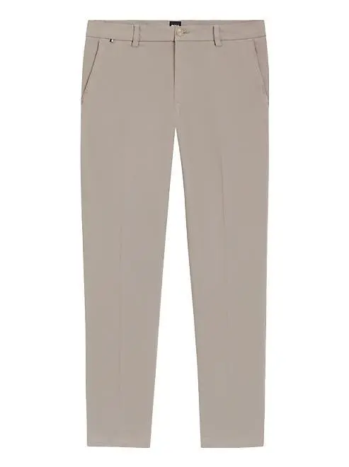 BOSS Tapered-leg Stretch Cotton-gabardine Trousers - Open Beige