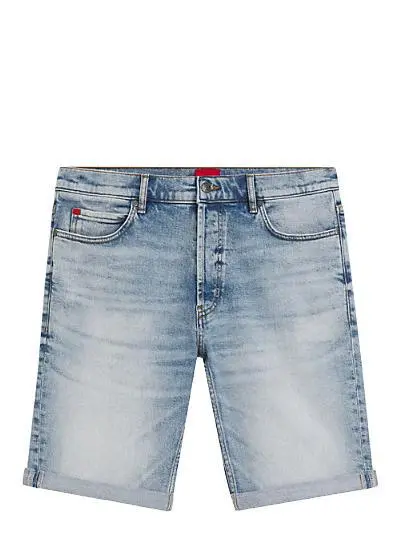 Hugo Tapered-fit Mid-rise Stretch-denim Shorts - Bright Blue