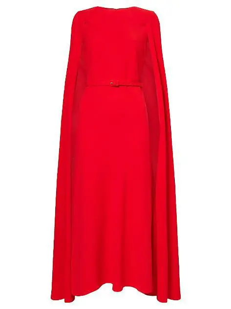 Roland Mouret Cady Belted Woven Midi Dress - Red