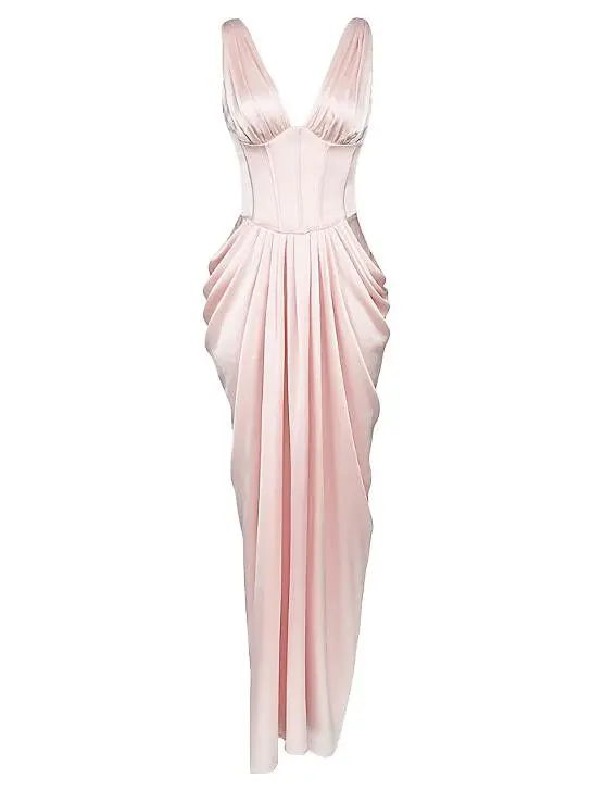 House Of Cb Satin Corset Maxi Dress - Pink