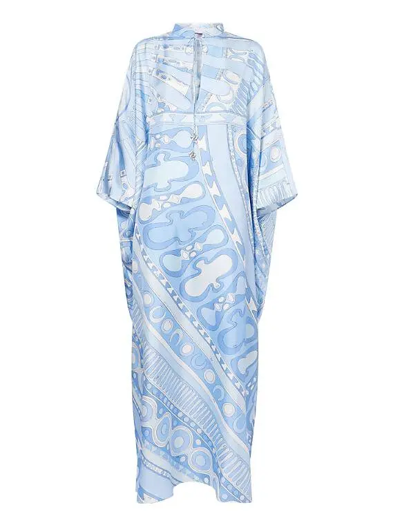 Emilio Pucci Soleil Printed Silk Kaftan - Pale Blue