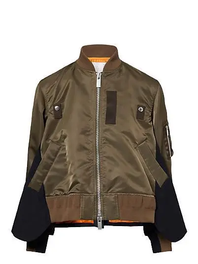 Sacai Panelled Woven Bomber Jacket - D Khaki Navy