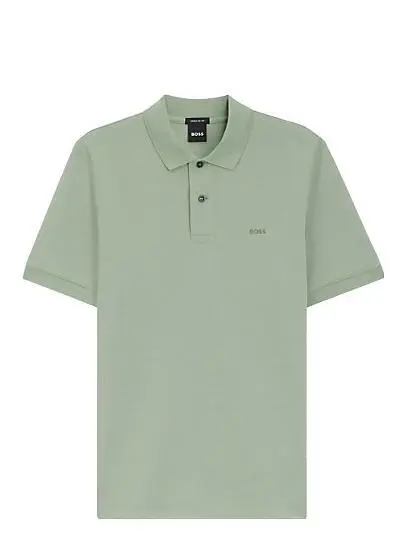 BOSS Pallas Logo-embroidered Cotton-piqué Polo Shirt - Open Green